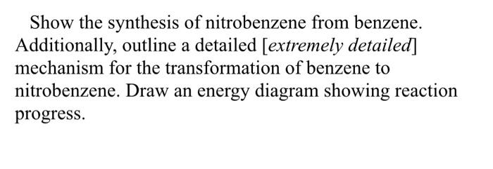 Solved Show the synthesis of nitrobenzene from benzene. | Chegg.com