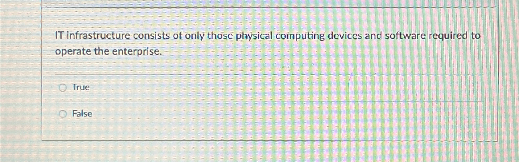 Solved IT infrastructure consists of only those physical | Chegg.com