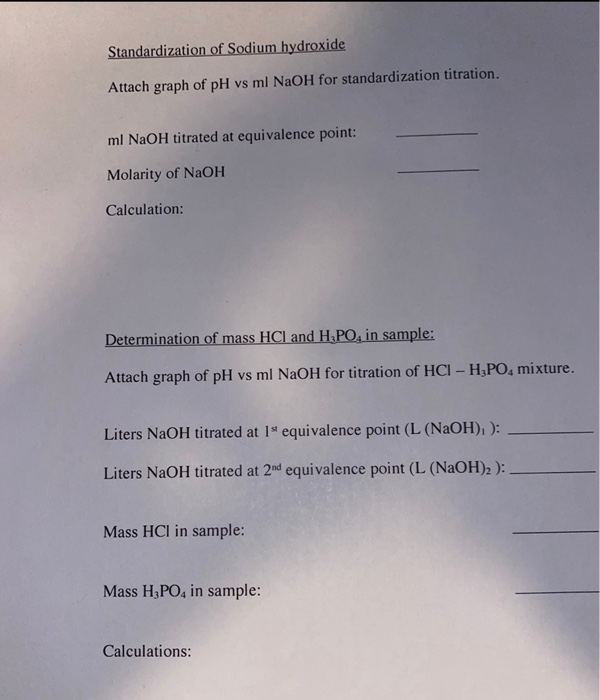 Solved Standardization of Sodium hydroxide Attach graph of | Chegg.com