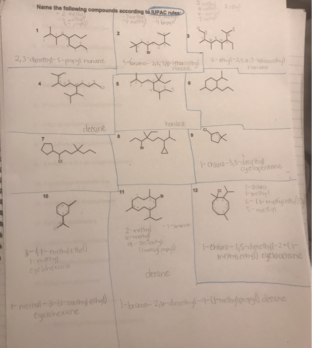 Solved Name the following compounds according to IUPAC rules | Chegg.com