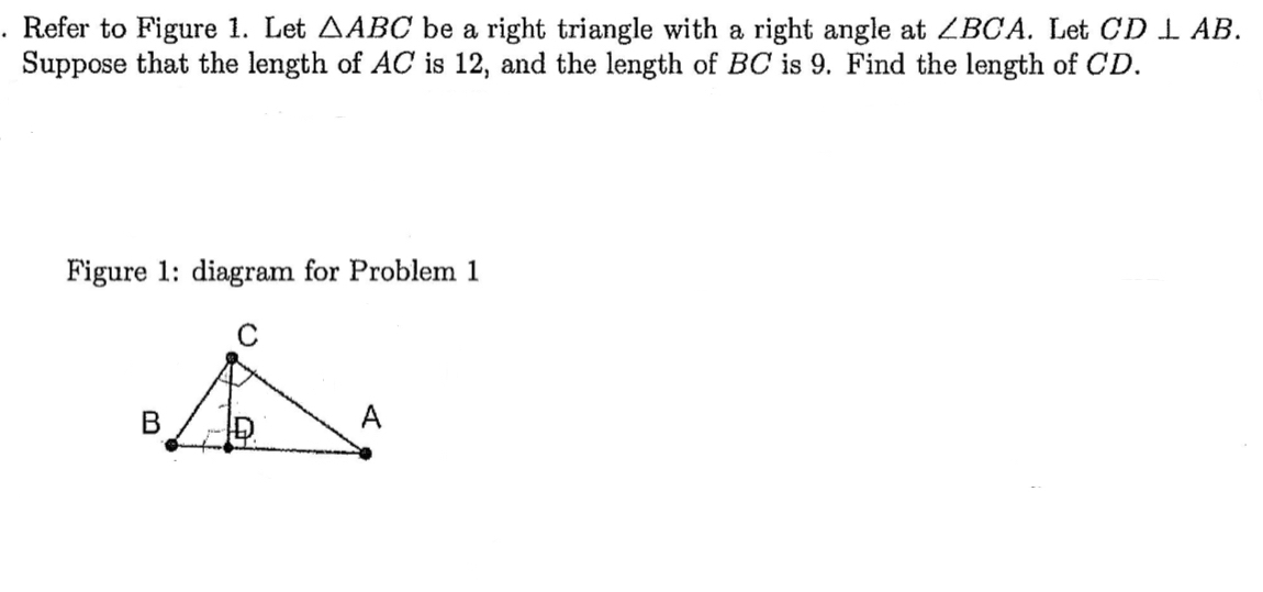 Solved Refer to Figure 1. ﻿Let ????ABC ﻿be a right triangle | Chegg.com