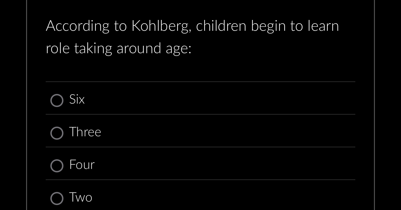 Solved According to Kohlberg, children begin to learnrole | Chegg.com Solved According to Kohlberg, children begin to learnrole | Chegg.com