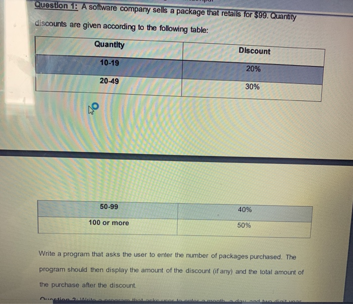 Solved Question 1: A software company sells a package that | Chegg.com