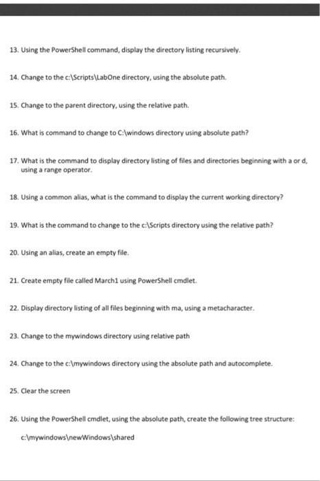 Solved 13. Using the PowerShell command, display the | Chegg.com