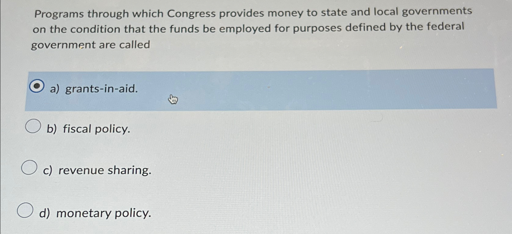 Solved Programs through which Congress provides money to | Chegg.com
