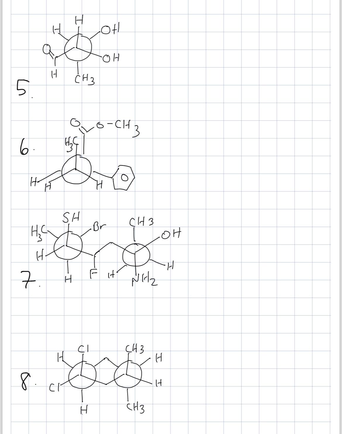 Solved Convert these Newman projections to line angle | Chegg.com