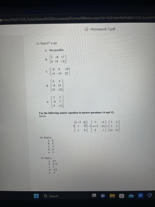 Solved a. Not possible b. [24−81317−21] c. [−6−48−15−1923] | Chegg.com