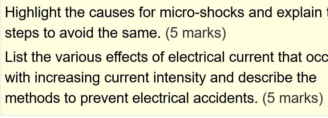 Solved Highlight the causes for micro-shocks and explain | Chegg.com