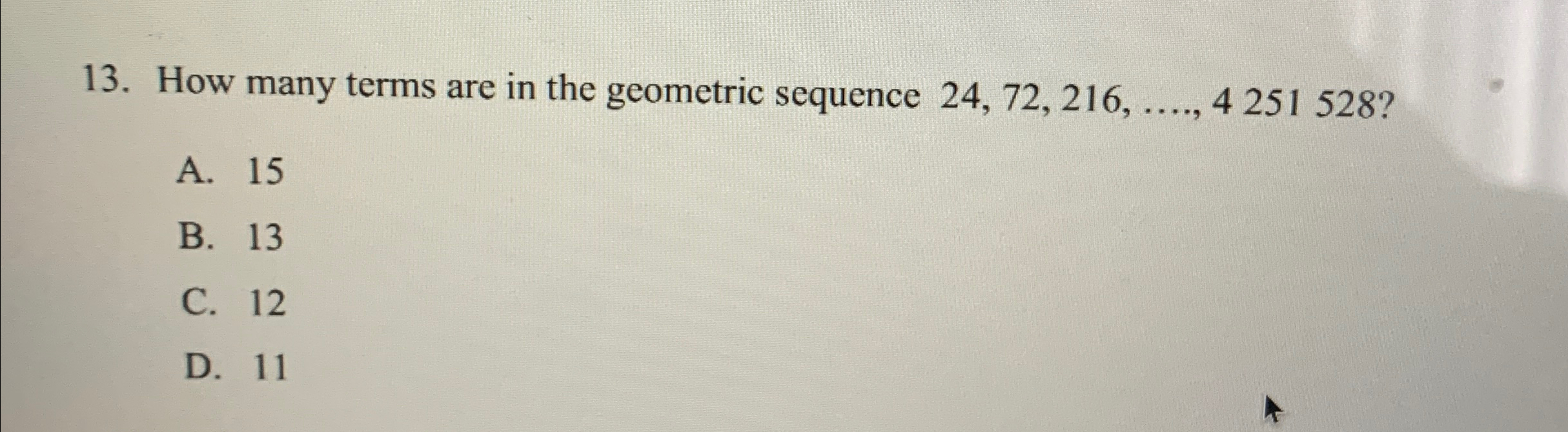 Solved How many terms are in the geometric sequence | Chegg.com