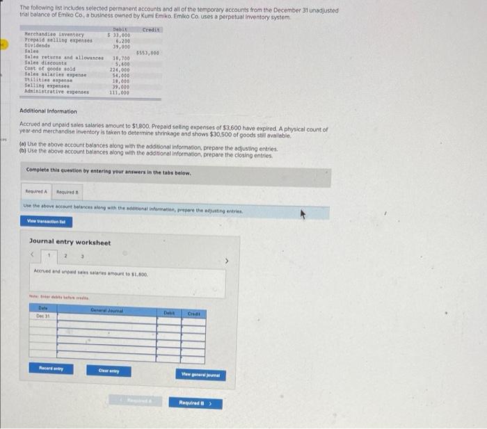 Solved The following list includes selected permanent | Chegg.com