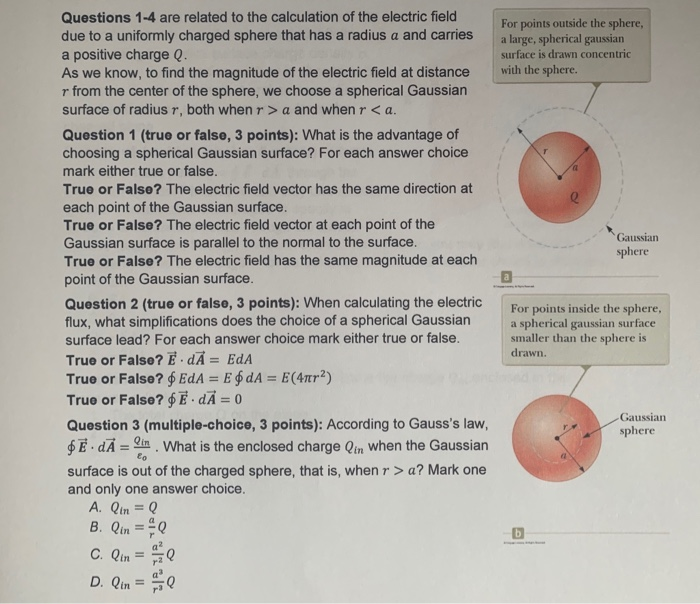 Solved For points outside the sphere, a large, spherical | Chegg.com