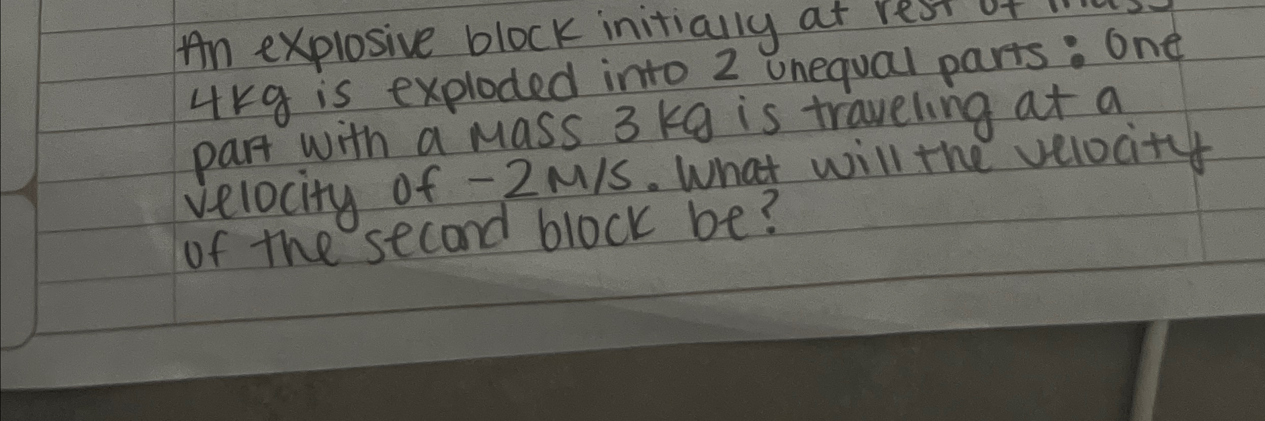 Solved An explosive block initially at rest of. 4kg ﻿is | Chegg.com