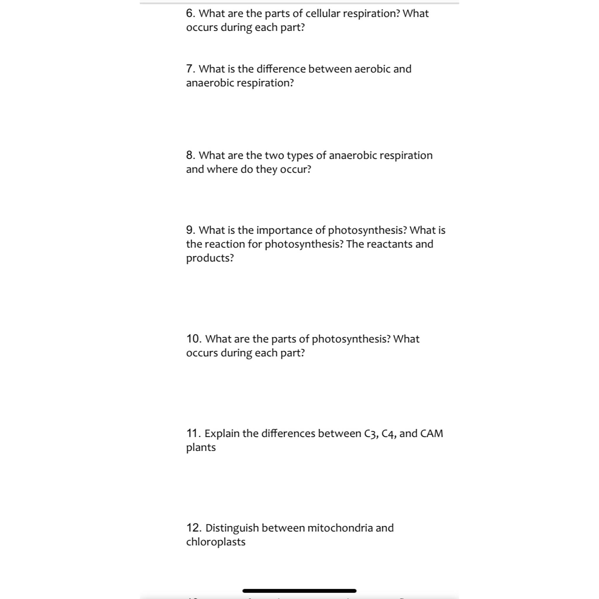 Solved What are the parts of cellular respiration? What | Chegg.com
