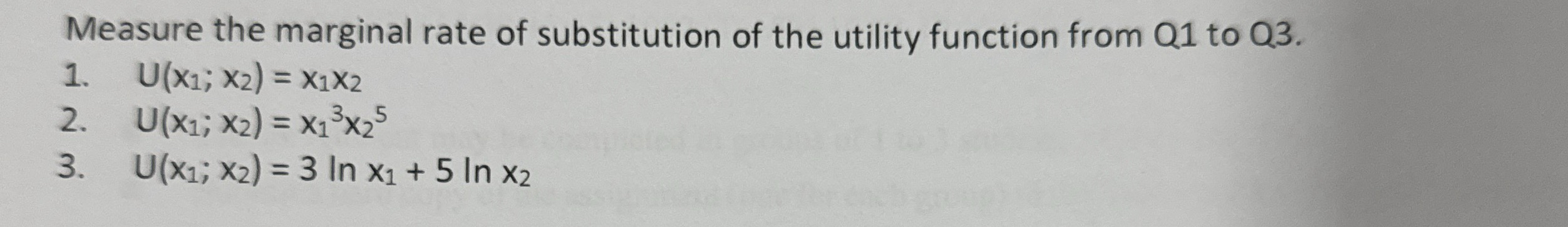 Solved Measure the marginal rate of substitution of the | Chegg.com