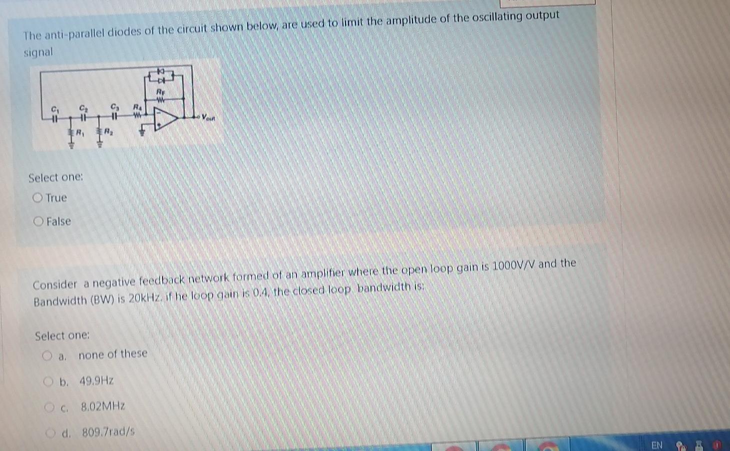 Solved The anti-parallel diodes of the circuit shown below, | Chegg.com
