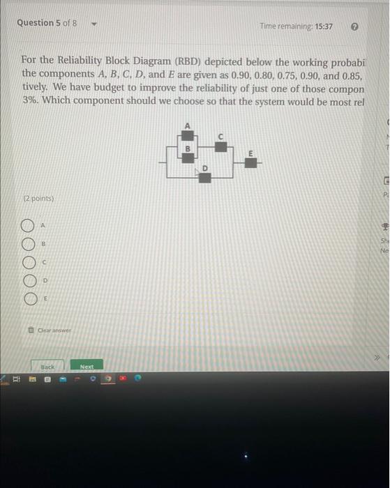 Solved For the Reliability Block Diagram (RBD) depicted | Chegg.com