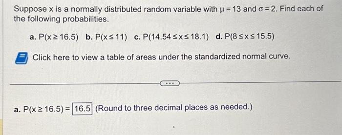 Solved Suppose x is a normally distributed random variable | Chegg.com