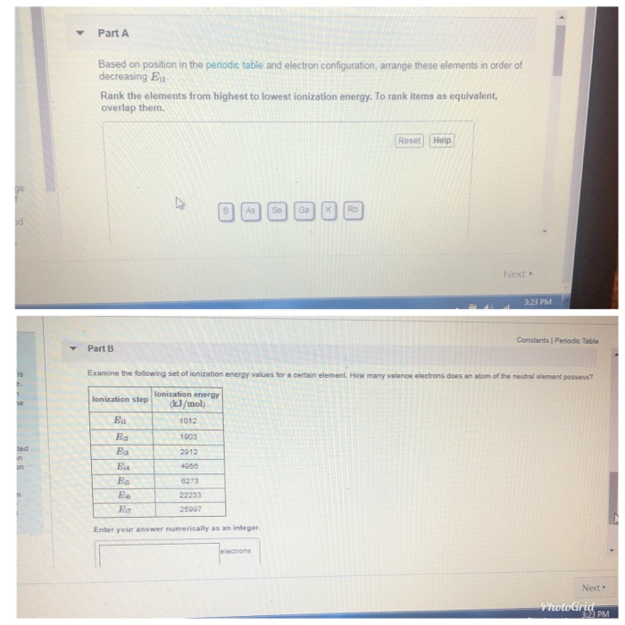 Solved Part A Based on position in the periodic table and | Chegg.com
