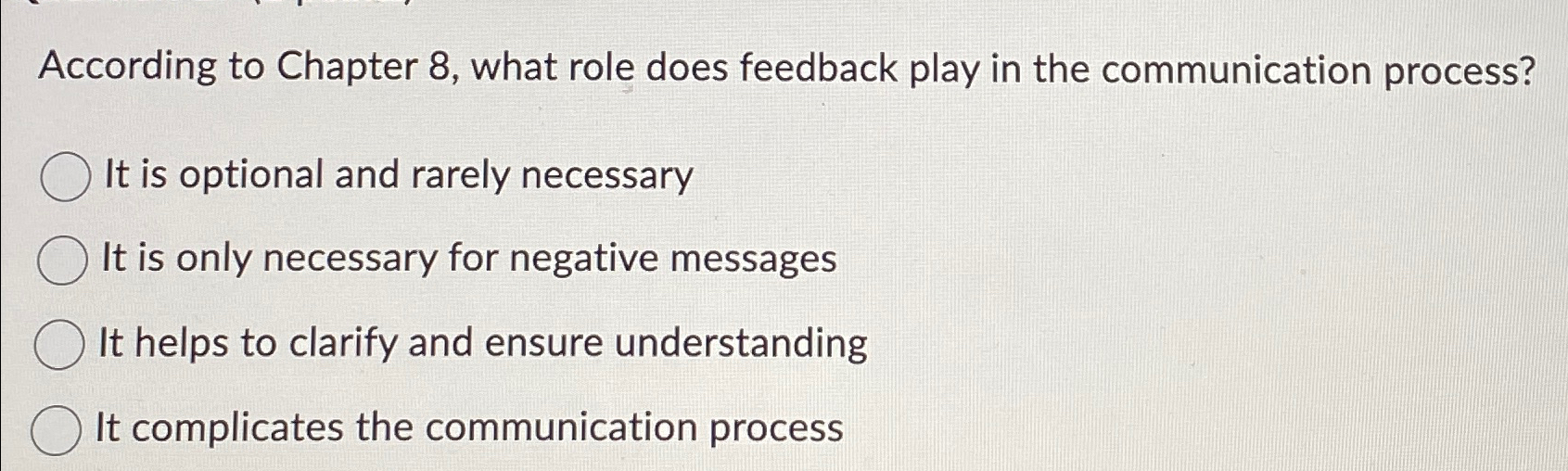 Solved According to Chapter 8, ﻿what role does feedback play | Chegg.com