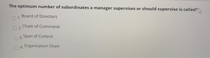 Solved The optimum number of subordinates a manager | Chegg.com