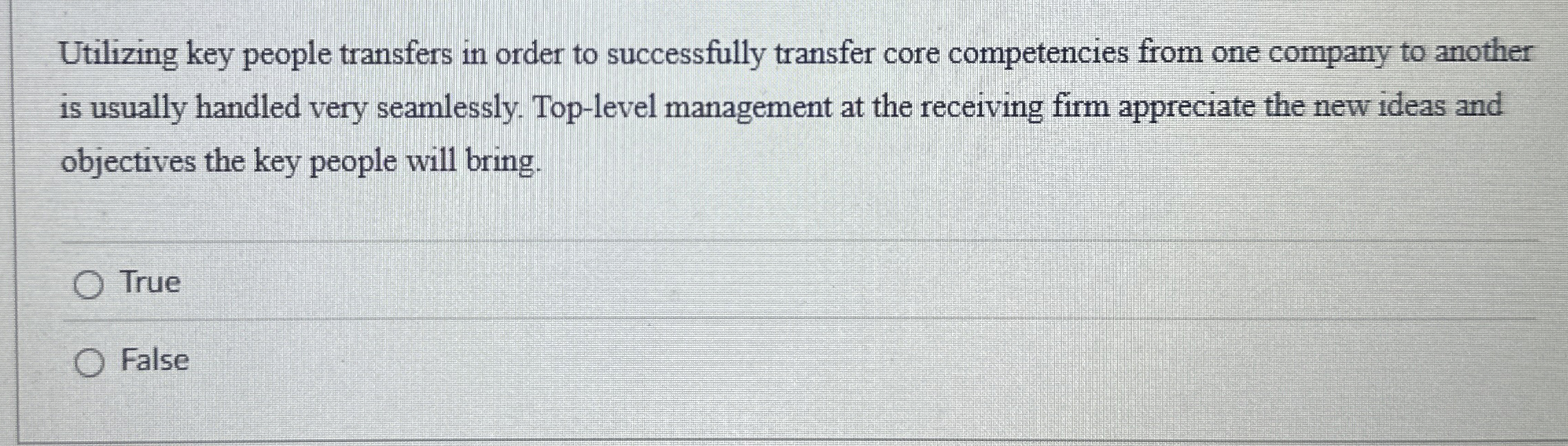 Solved Utilizing key people transfers in order to | Chegg.com