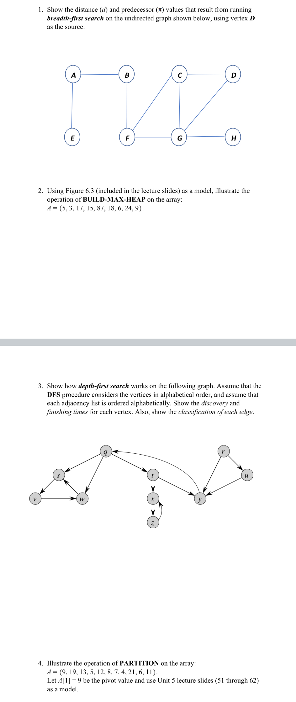 Solved 1-Show the distance (d) ﻿and predecessor (π) ﻿values | Chegg.com