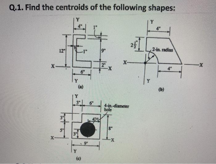 Solved Q.1. Find the centroids of the following shapes: Y Y | Chegg.com