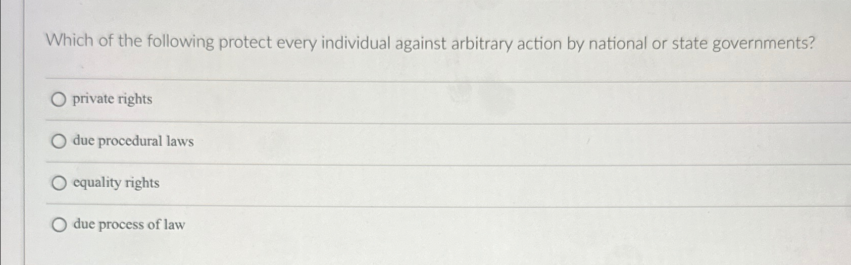 Solved Which of the following protect every individual | Chegg.com