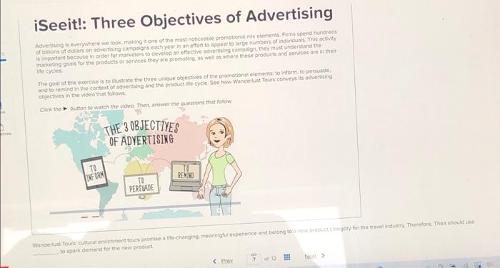 Solved iSeeit!: Three Objectives of Advertising Advertising | Chegg.com