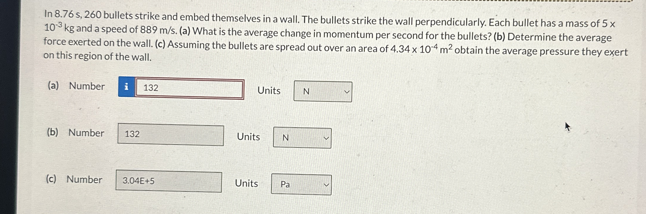 Solved In 8.76s,260 ﻿bullets strike and embed themselves in | Chegg.com