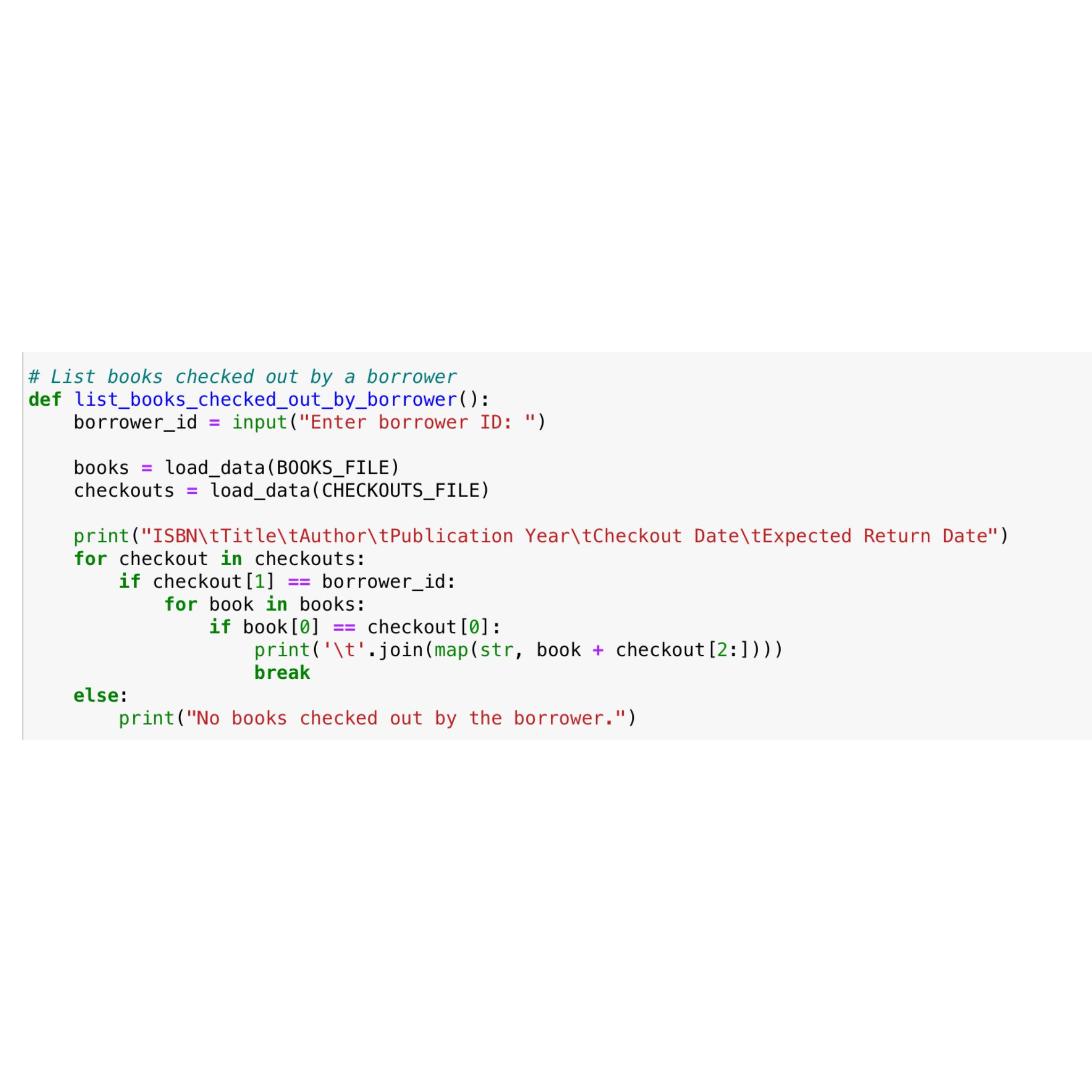 Solved Convert the join method# List books checked out by a | Chegg.com
