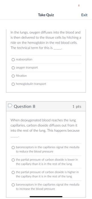 Solved In the lungs, oxygen diffuses into the blood and is | Chegg.com