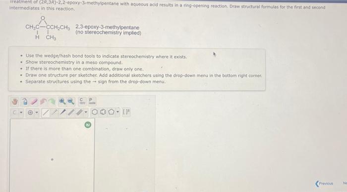 Solved Treatment of (20,3R)-2,2-epoxy-3-methylpentane with | Chegg.com