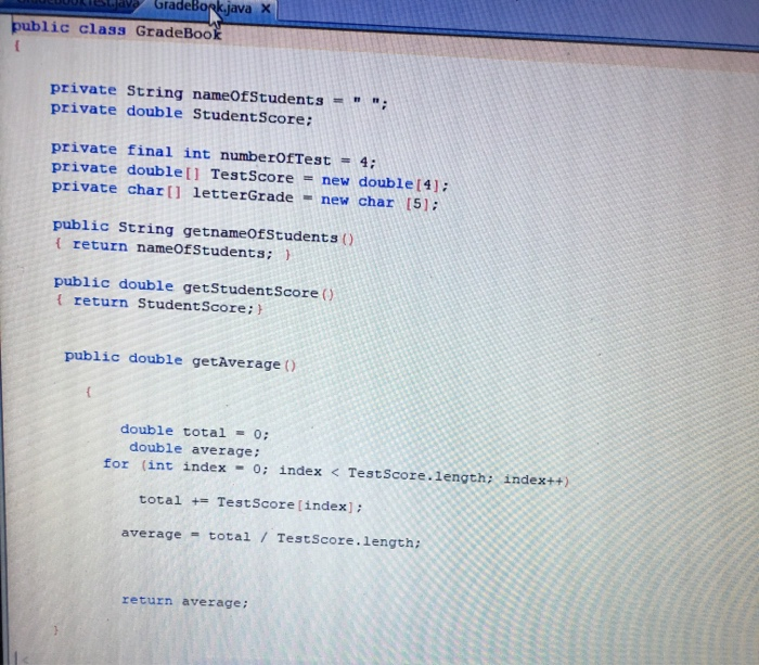 Solved GradeBork.java X public class GradeBook private | Chegg.com