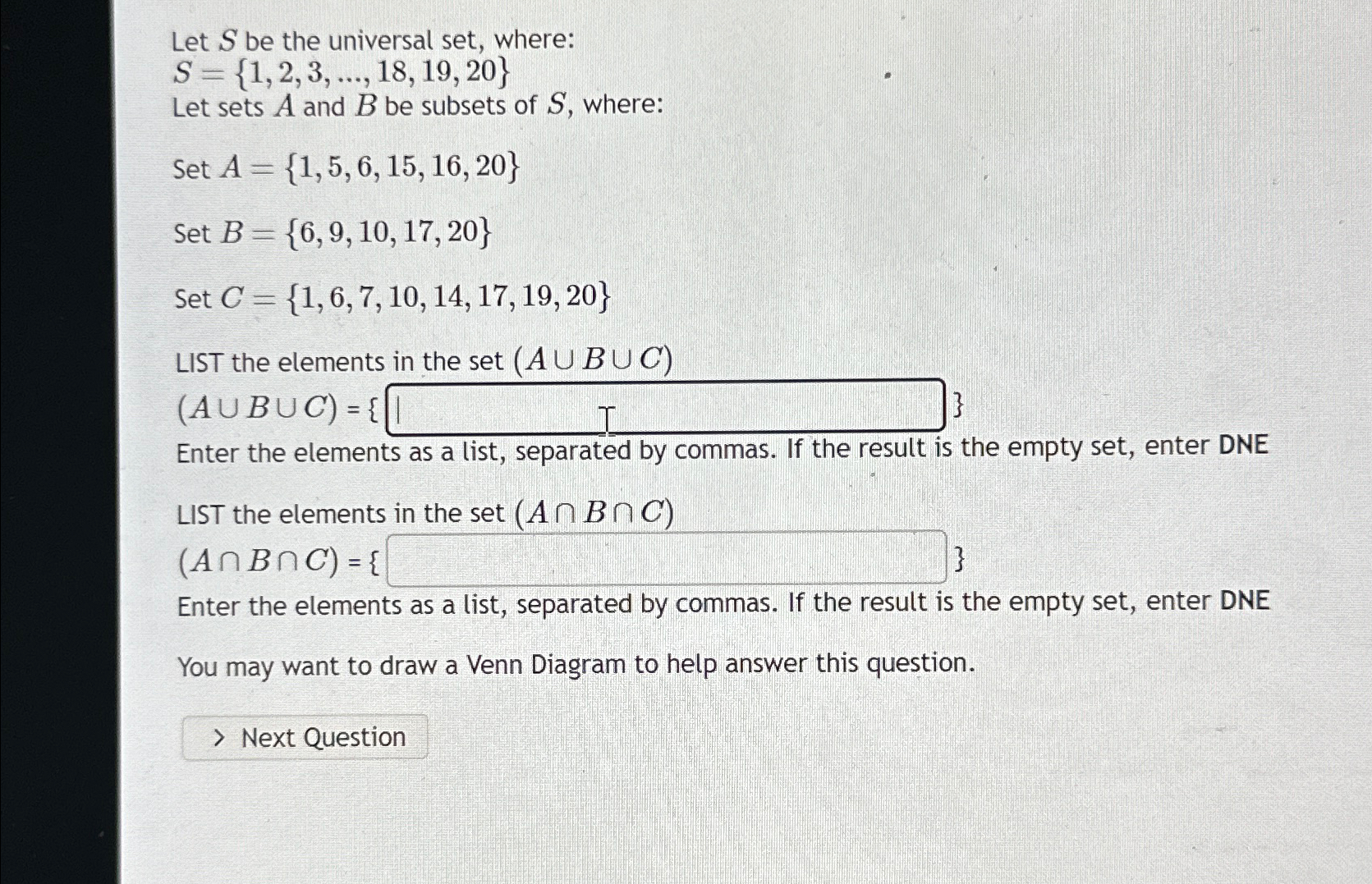 Solved Let S ﻿be the universal set, | Chegg.com