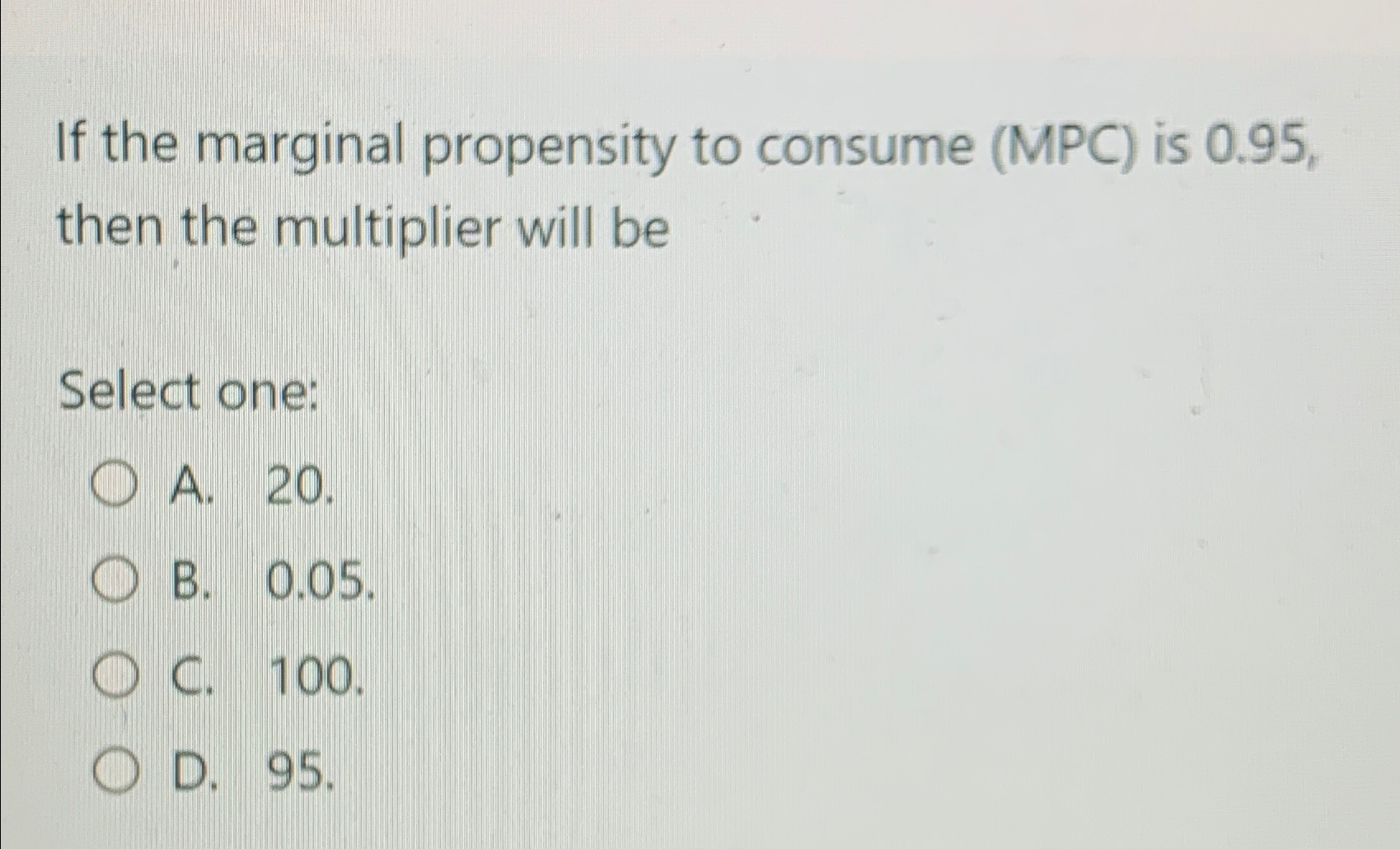 Solved If the marginal propensity to consume (MPC) ﻿is | Chegg.com