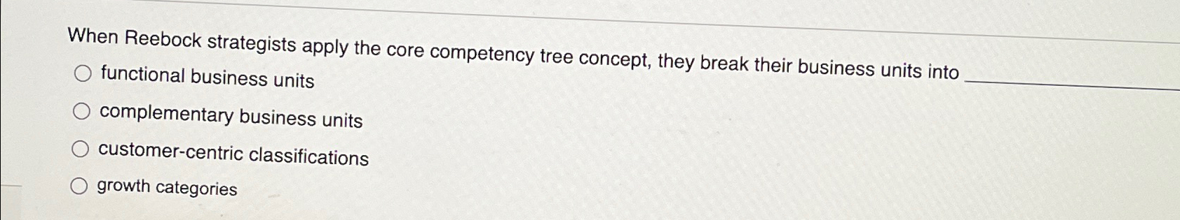Solved When Reebock strategists apply the core competency | Chegg.com