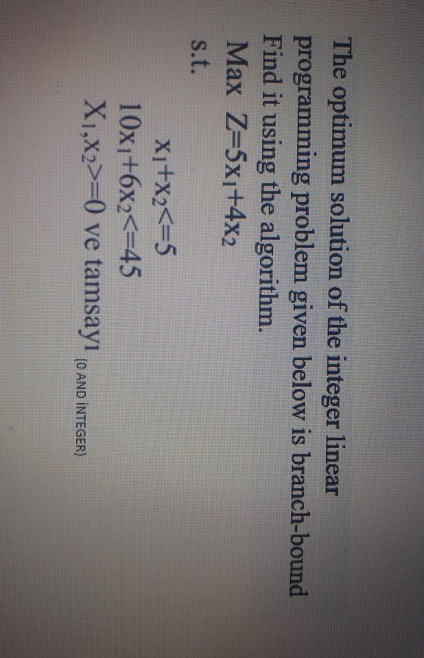 Solved The optimum solution of the integer linear | Chegg.com