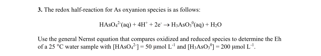 Solved Please solve and show steps.The redox half-reaction | Chegg.com