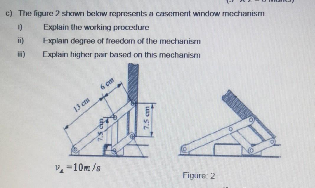 Solved c) The figure 2 shown below represents a casement | Chegg.com