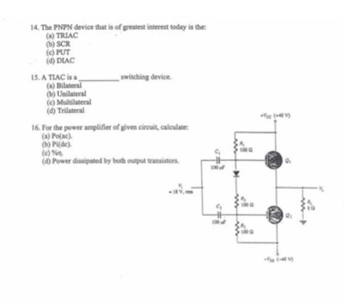 Solved 14. The PNPN device that is of greatest interest | Chegg.com