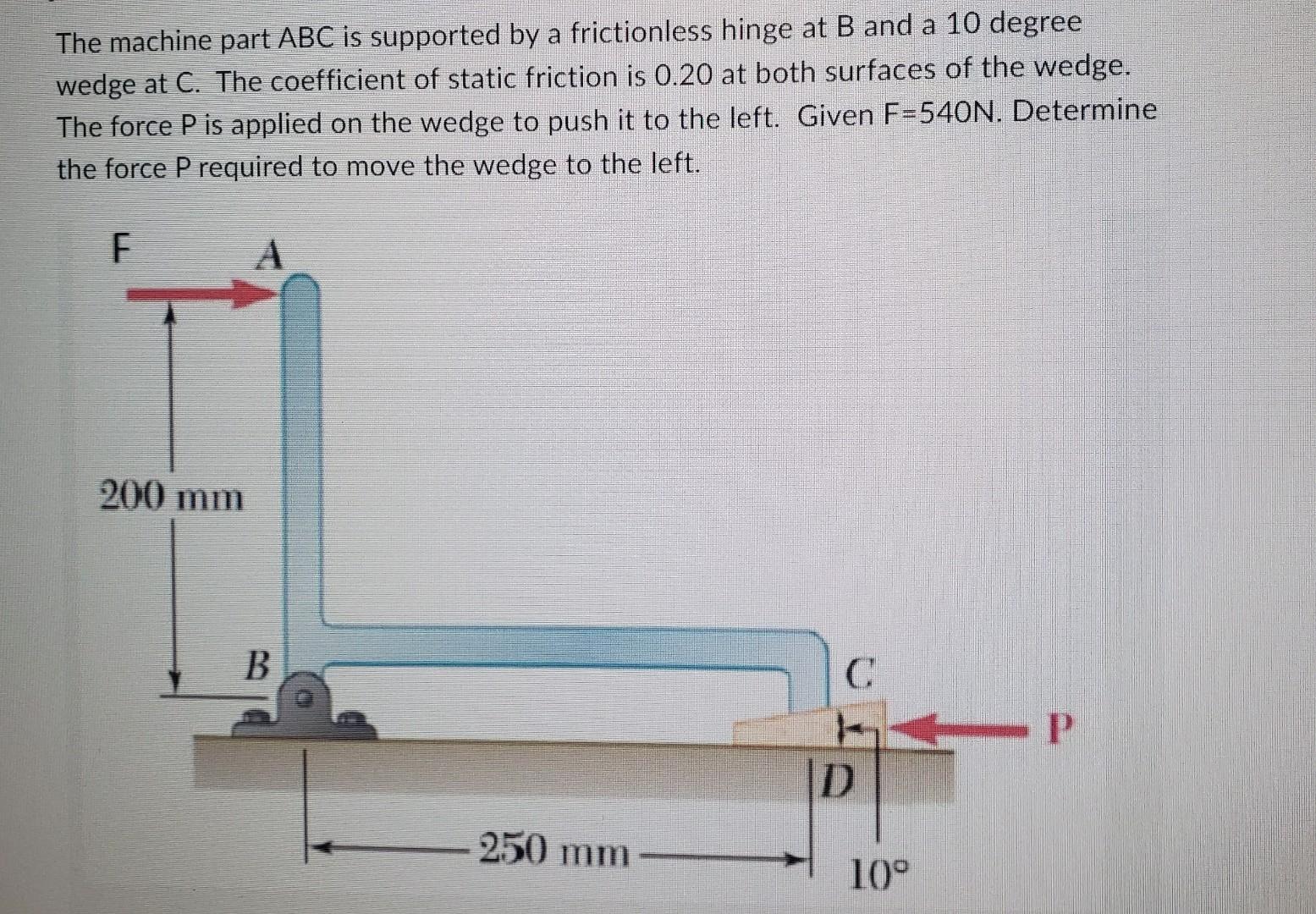 Solved The machine part ABC is supported by a frictionless | Chegg.com