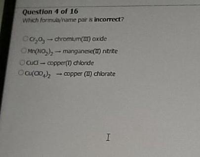 Solved Question 10 of 16 What of the fotbing compoundir | Chegg.com