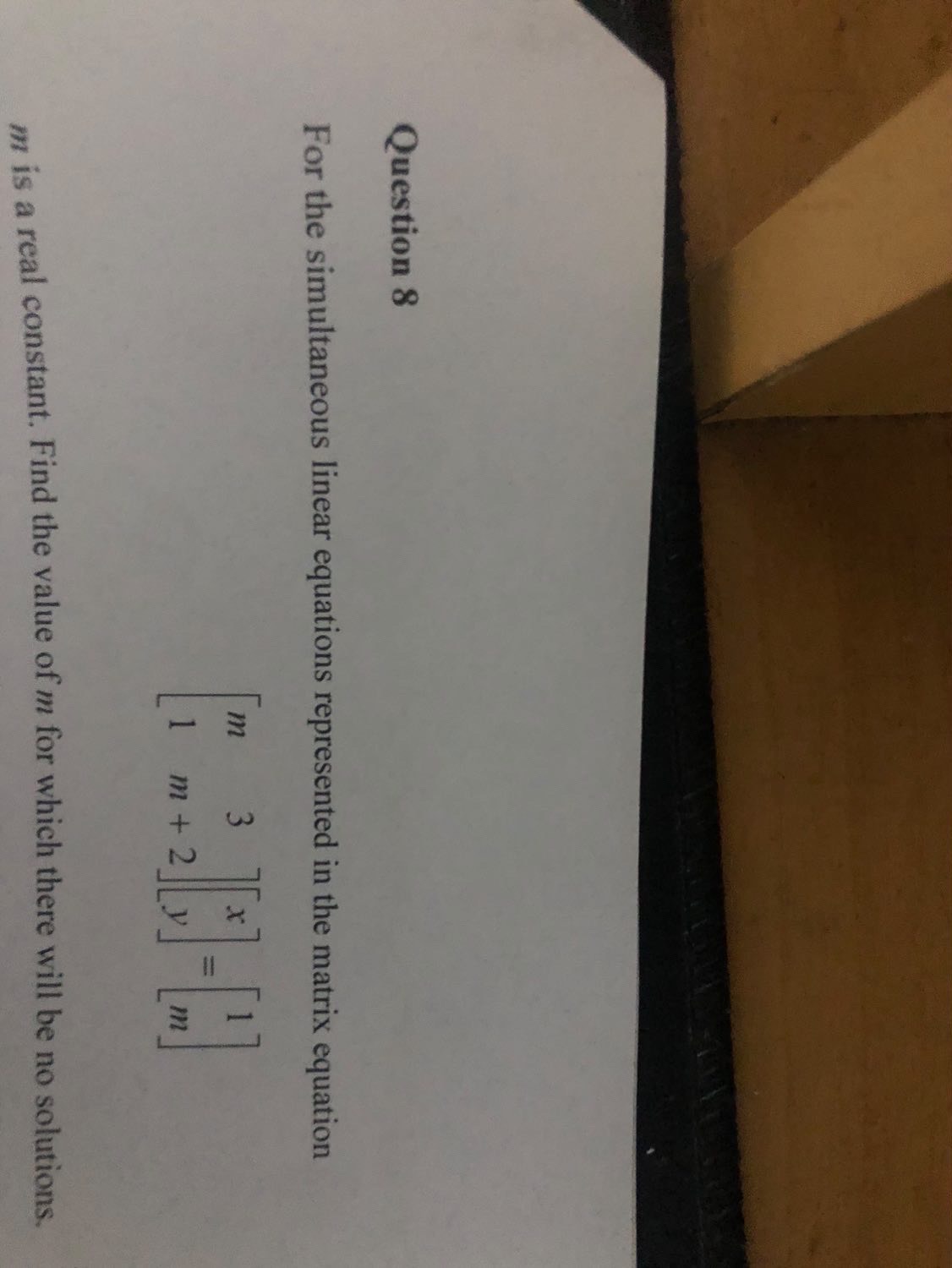 Solved Question 8For the simultaneous linear equations | Chegg.com