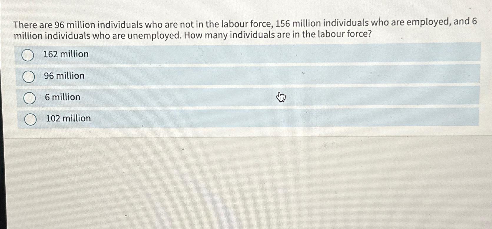 Solved There are 96 ﻿million individuals who are not in the | Chegg.com