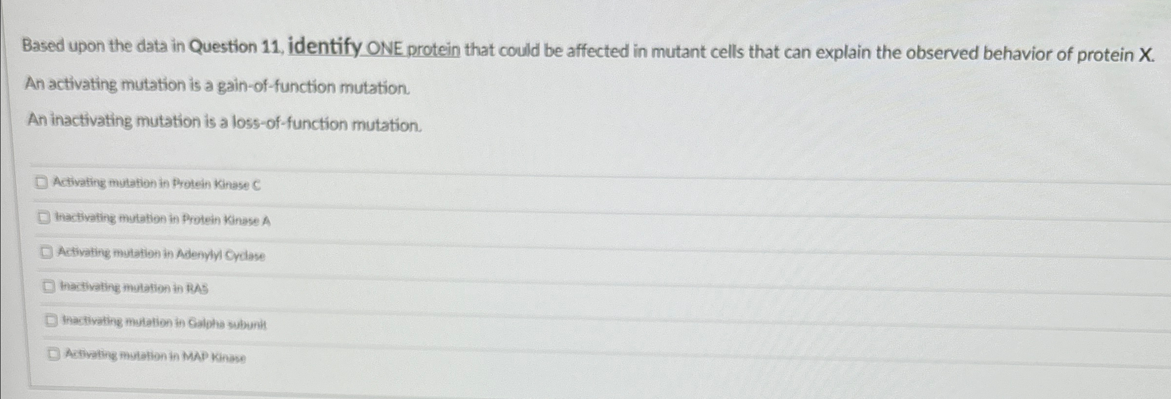 Solved Based upon the data in Question 11, ﻿identify ONE | Chegg.com