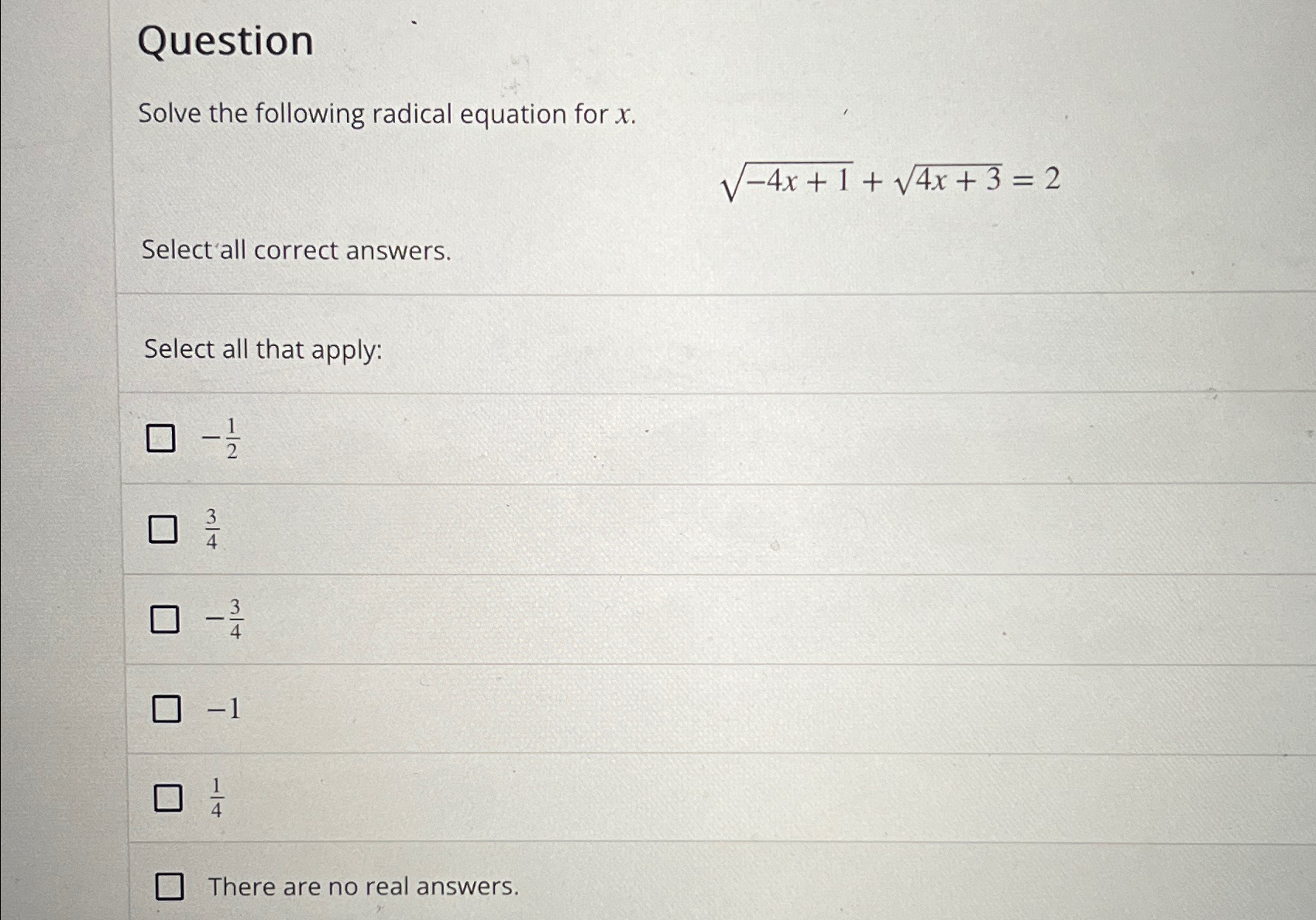 Solved QuestionSolve the following radical equation for | Chegg.com