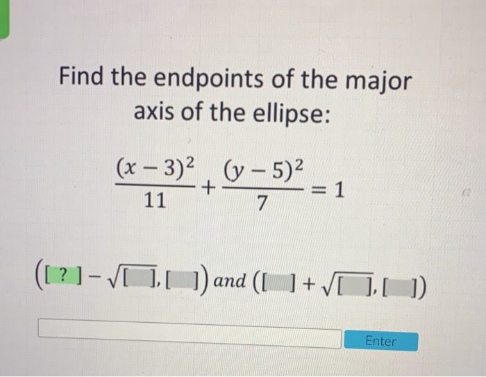 Solved Find the endpoints of the major axis of the ellipse: | Chegg.com