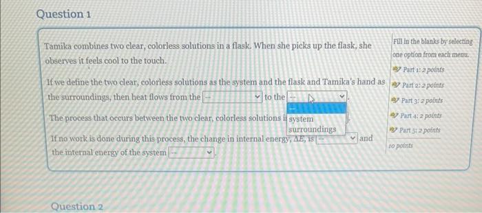 Solved Question 1Tamika combines two clear, colorless | Chegg.com