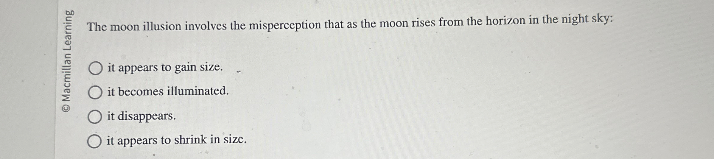 Solved The moon illusion involves the misperception that as | Chegg.com